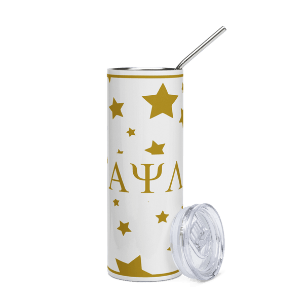 Alpha Psi Lambda Stainless Steel Skinny Tumbler 20 OZ Overall Print — GreekLife.Store