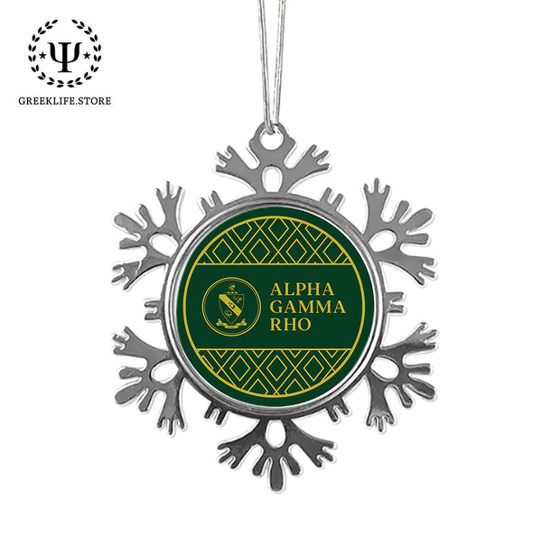 Alpha Gamma Rho Christmas Ornament - Snowflake Metal — GreekLife.Store