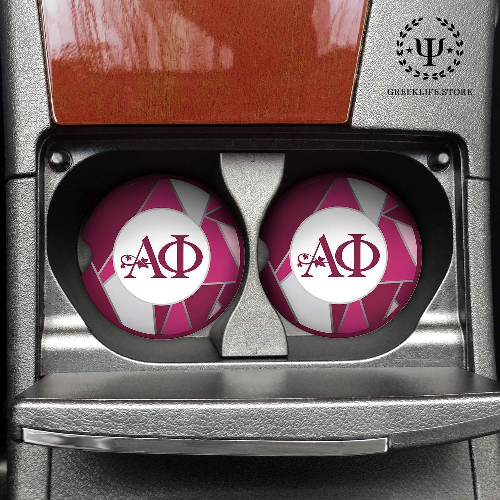 Alpha Phi Car Cup Holder Coaster (Set of 2) — GreekLife.Store